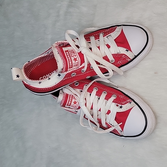 Converse | Shoes | Girls Red Converse Allstar Low Top Sneakers With ...